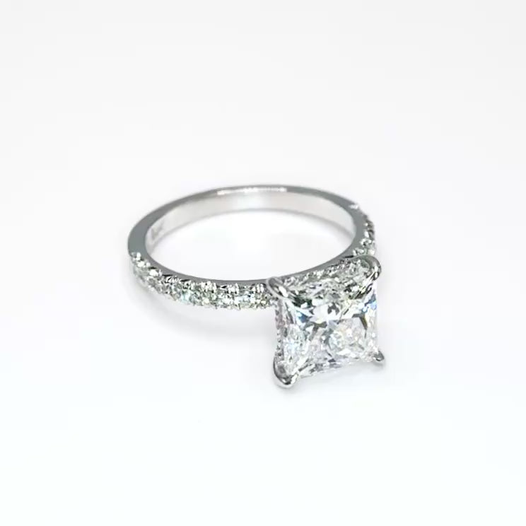 3ct Princess Lab Diamond Ring in 14k White Gold – Your Diamond Place